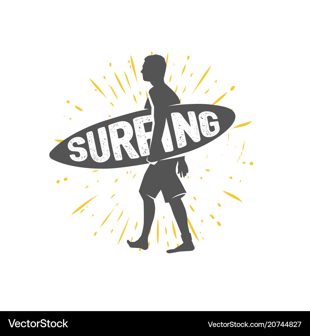 Surfing logo ride the wave surf rider Royalty Free Vector