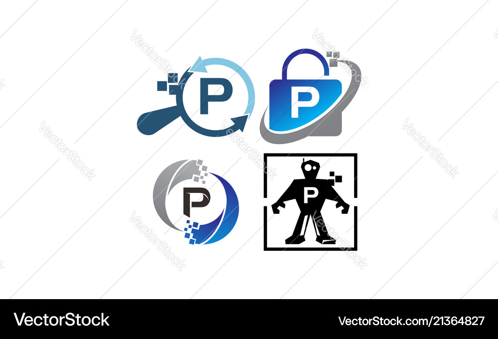 Technology application p template set Royalty Free Vector