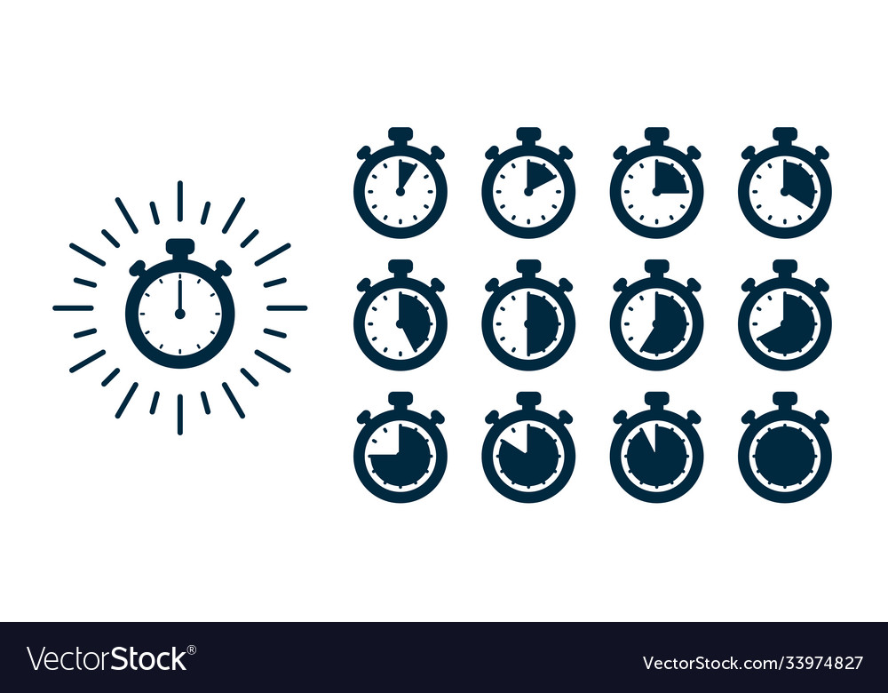 Timer icons set stopwatch Royalty Free Vector Image Timer icons set stopwatch Royalty Free Vector Image