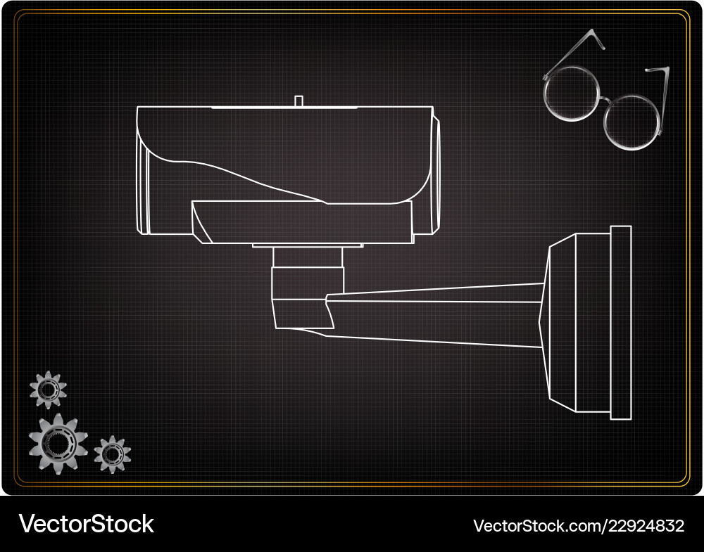 3d model of surveillance camera on a black Vector Image