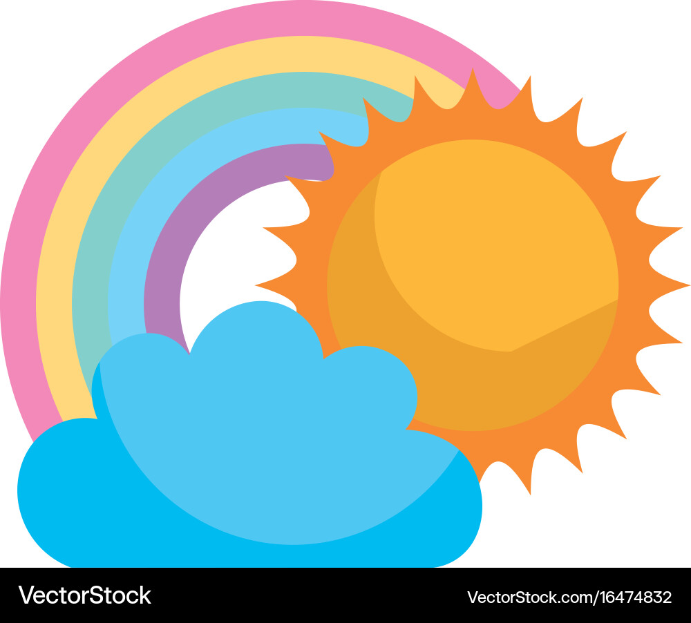 Beautiful fantasy cloud with sun and rainbows Vector Image