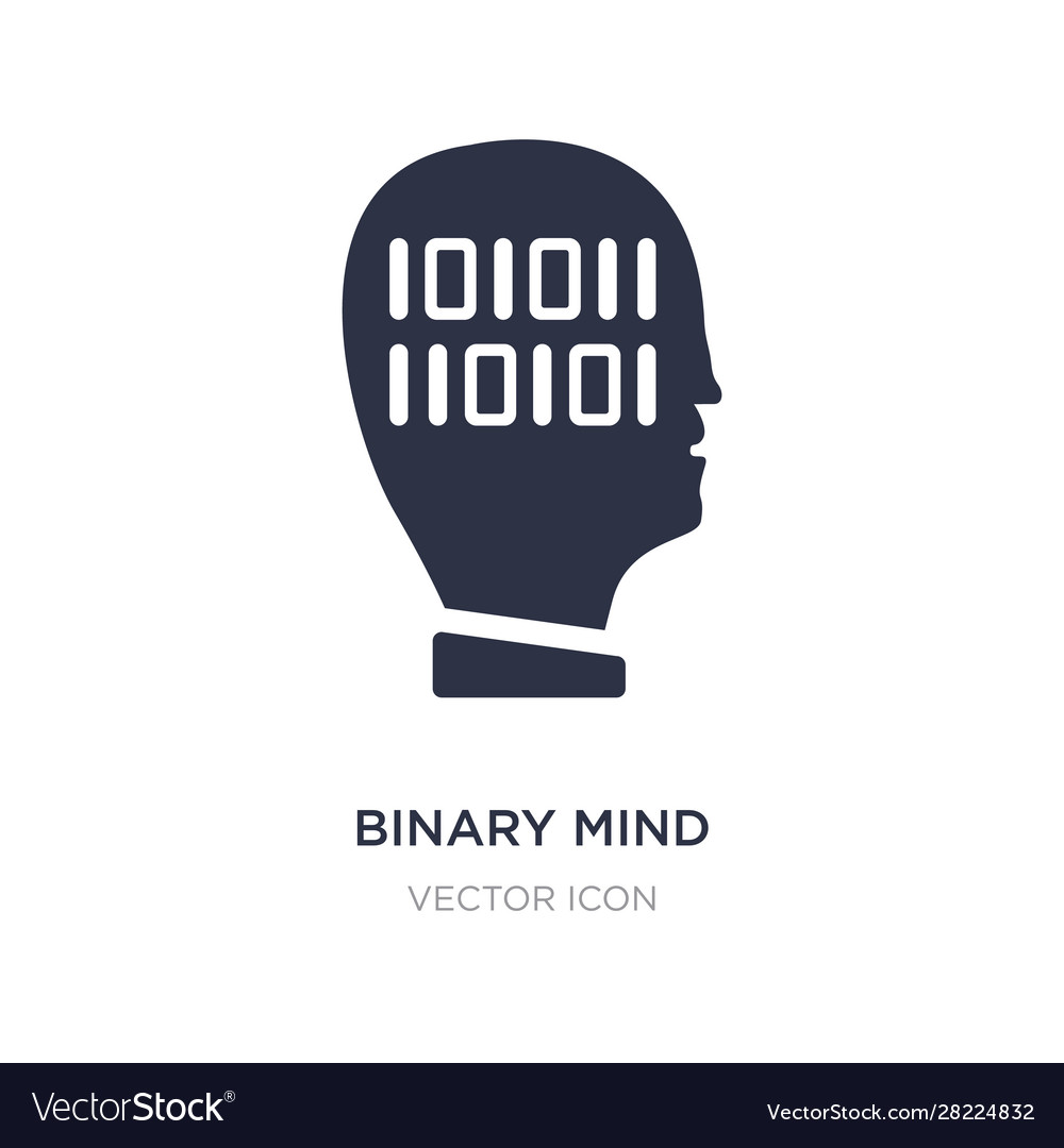 Binary Mind Ikone auf weißem Hintergrund einfach Vektorbild