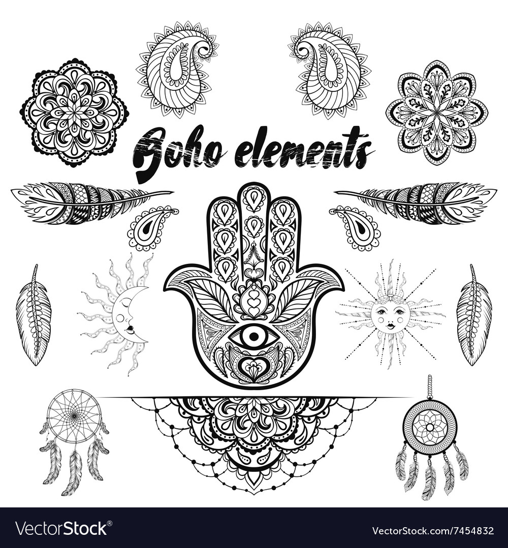 Bohemian Ornamental Elements Makhenda Royalty Free Vector