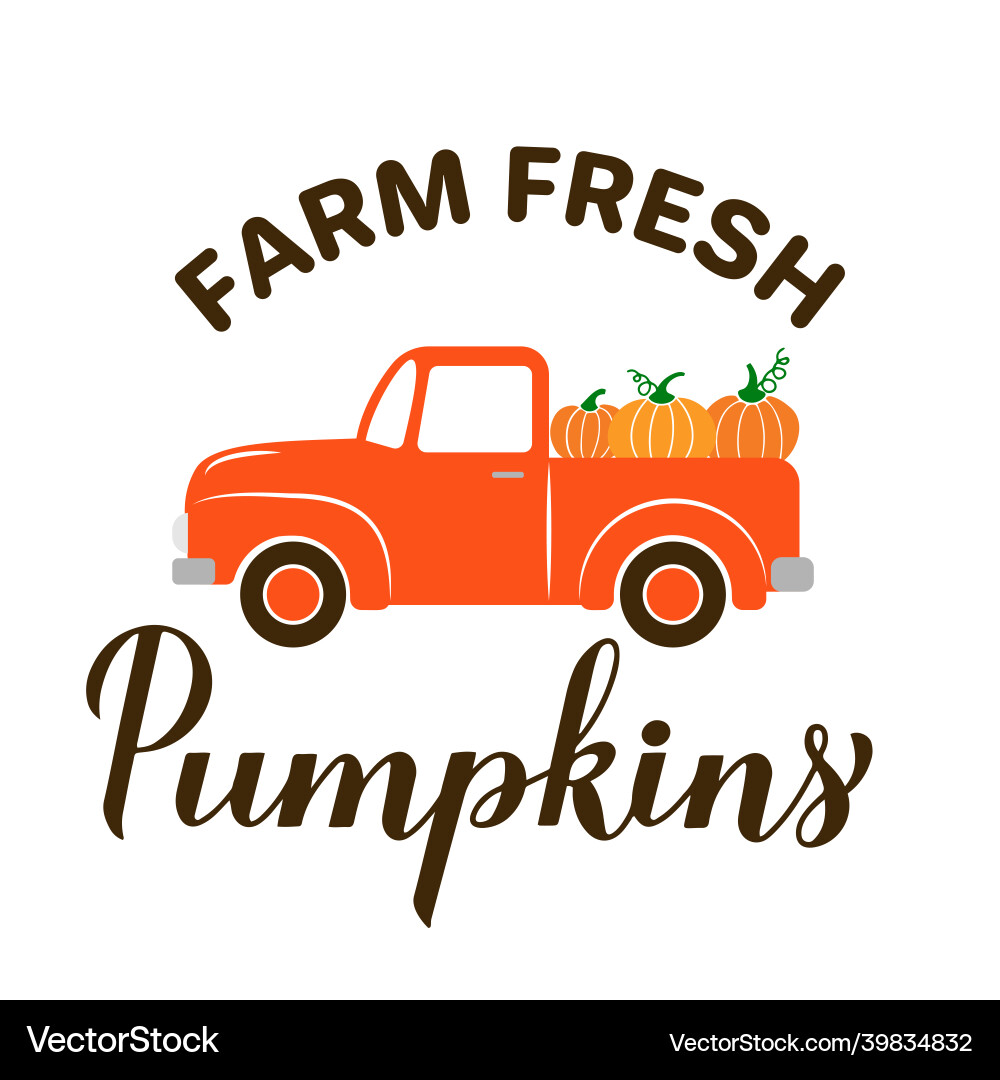 Farm fresh pumpkins calligraphy lettering Vector Image