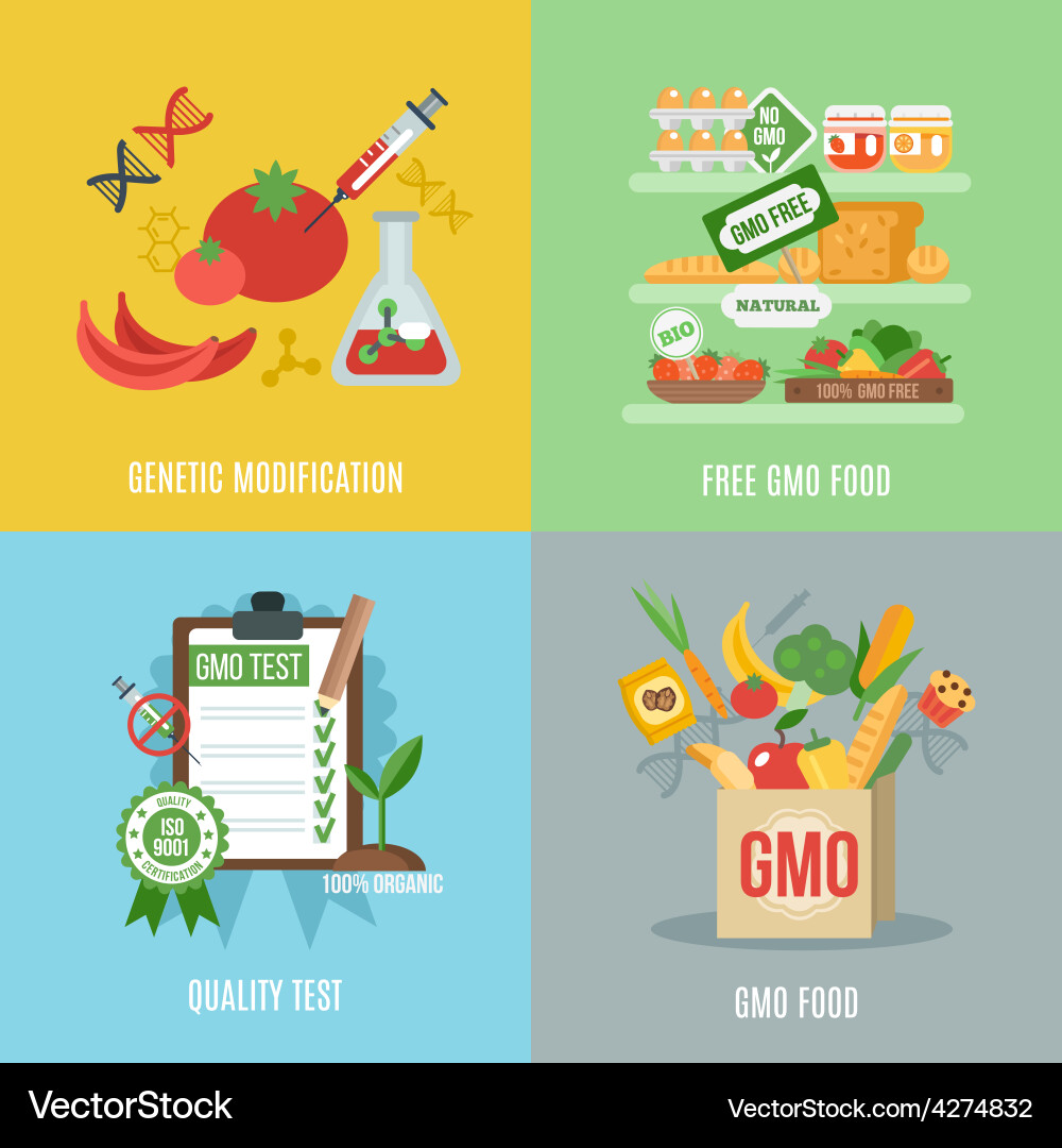 Gmo flat set Royalty Free Vector Image - VectorStock