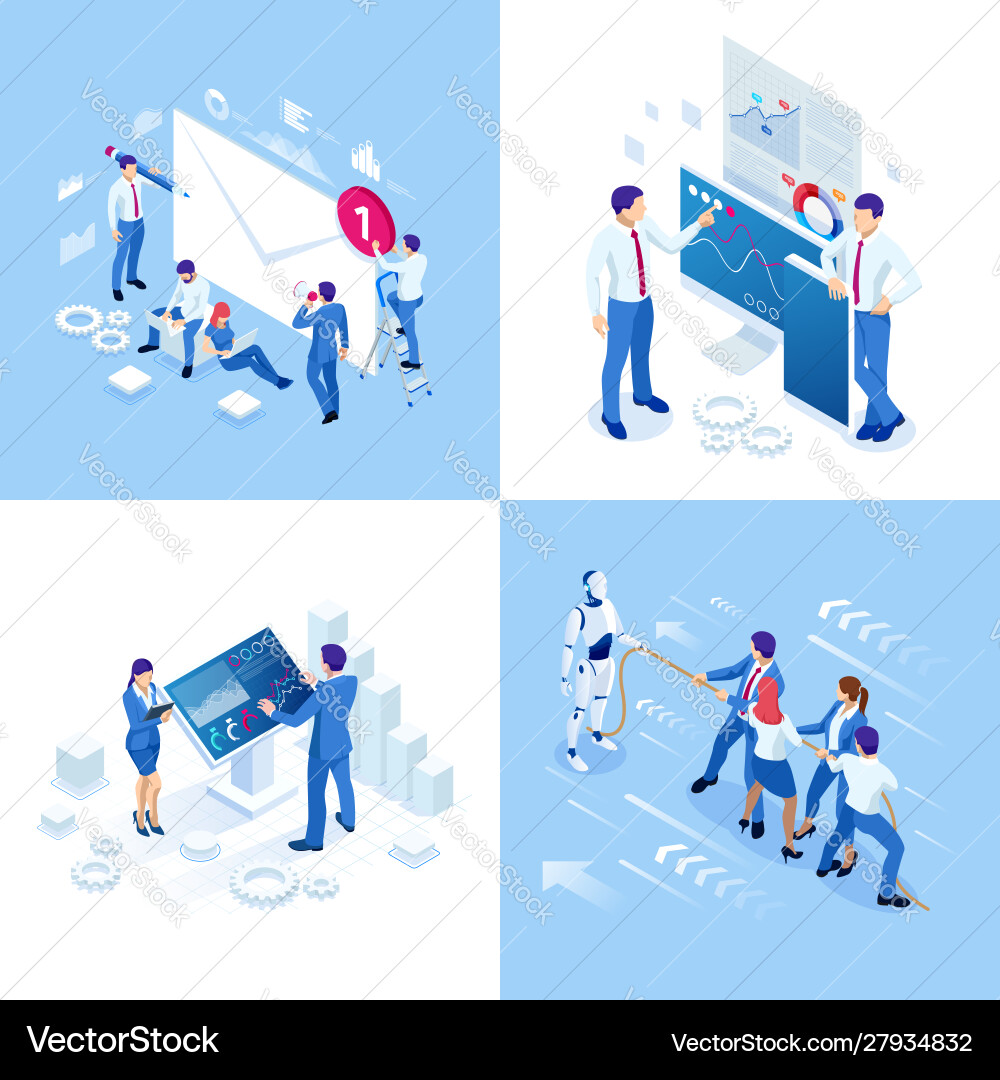 Isometric business concepts businessmen Royalty Free Vector