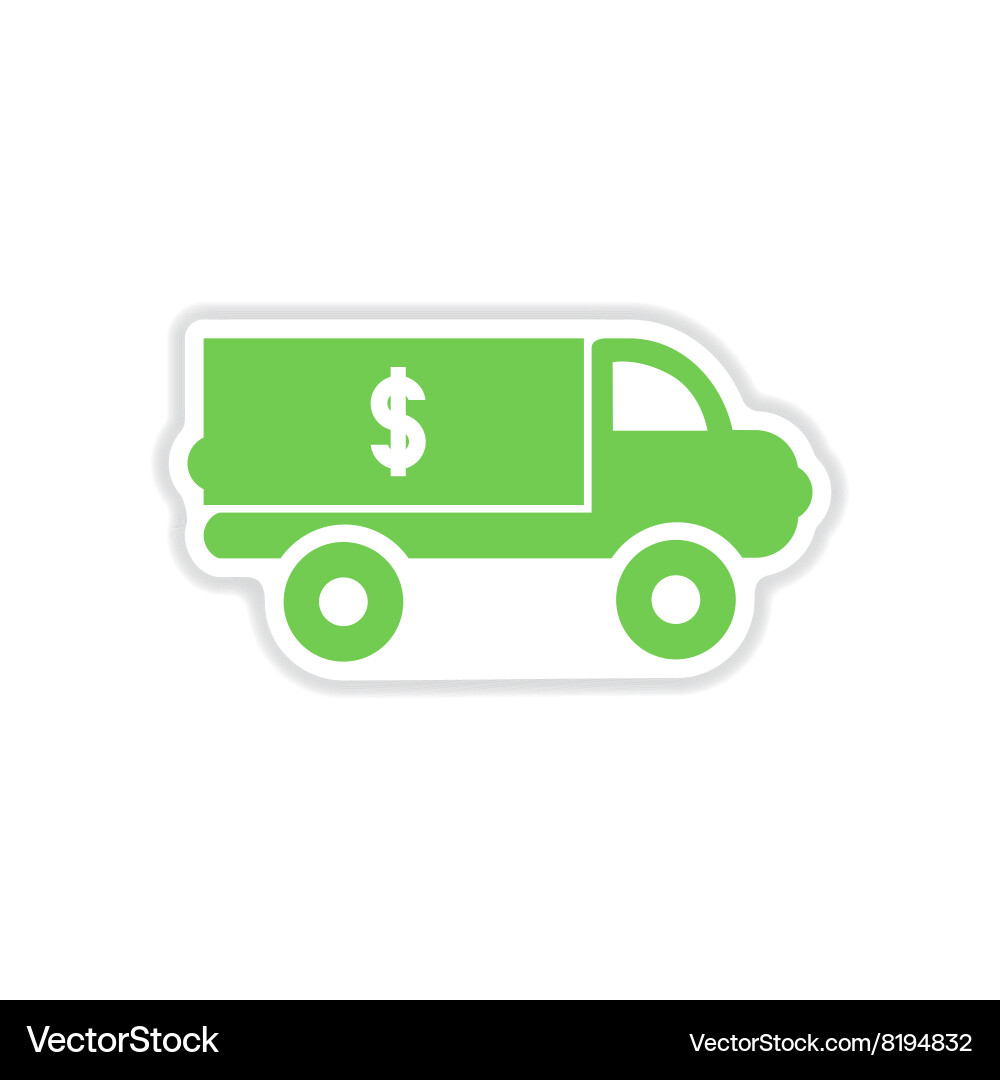 Paper sticker on white background car money Vector Image