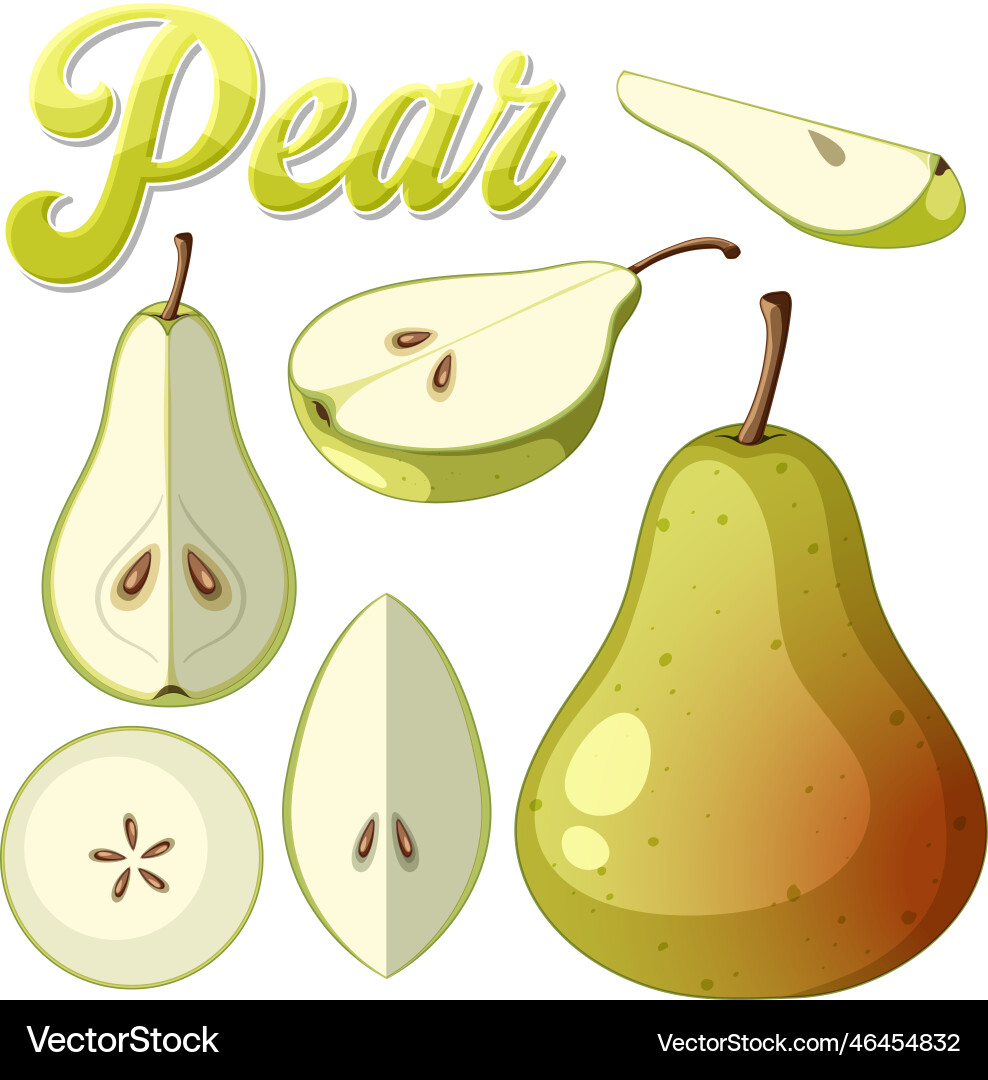 Set of green pear isolated Royalty Free Vector Image