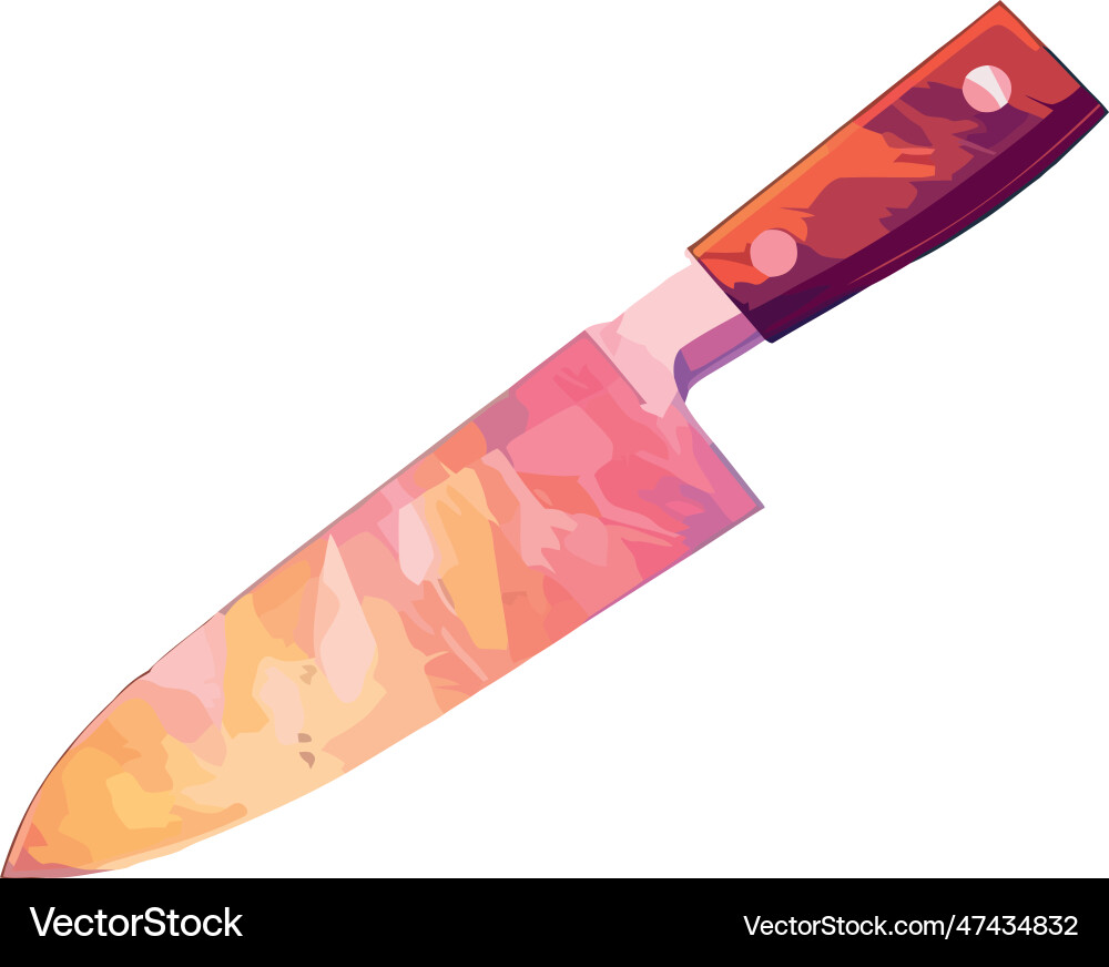 Sharp kitchen knife steel blade wooden handle Vector Image