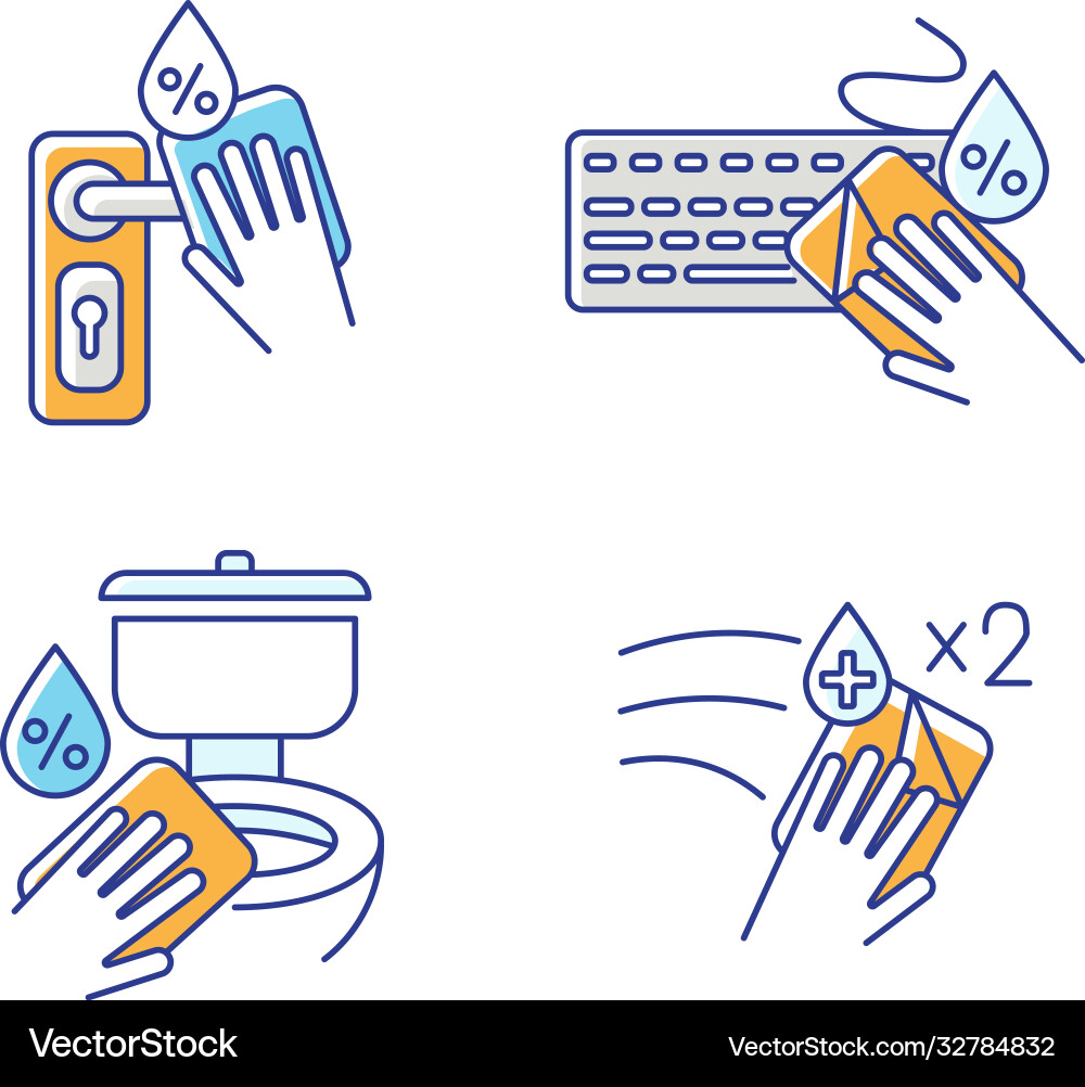 Surface cleaning rgb color icons set Royalty Free Vector