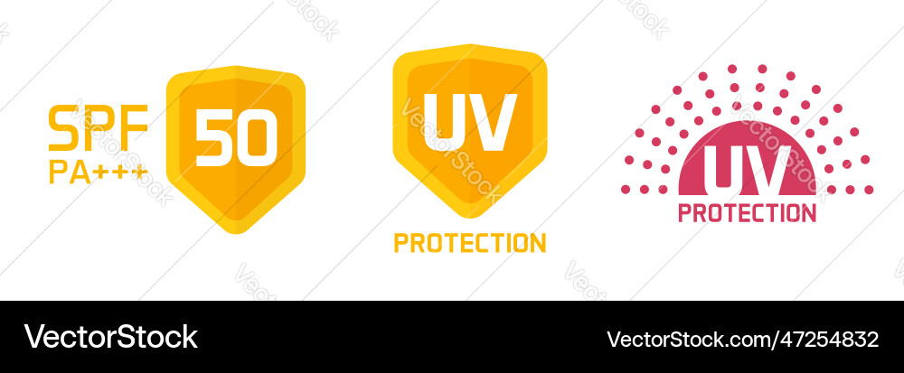 Uv protection icon logo sunlight protect spf 50 Vector Image