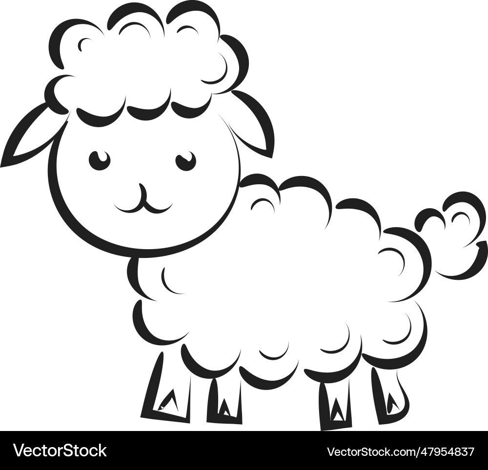 Beautiful cute sheep line art Royalty Free Vector Image