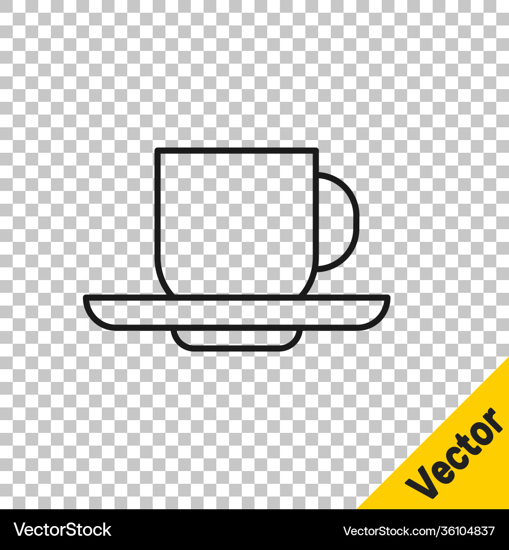 Black line coffee cup icon isolated on transparent