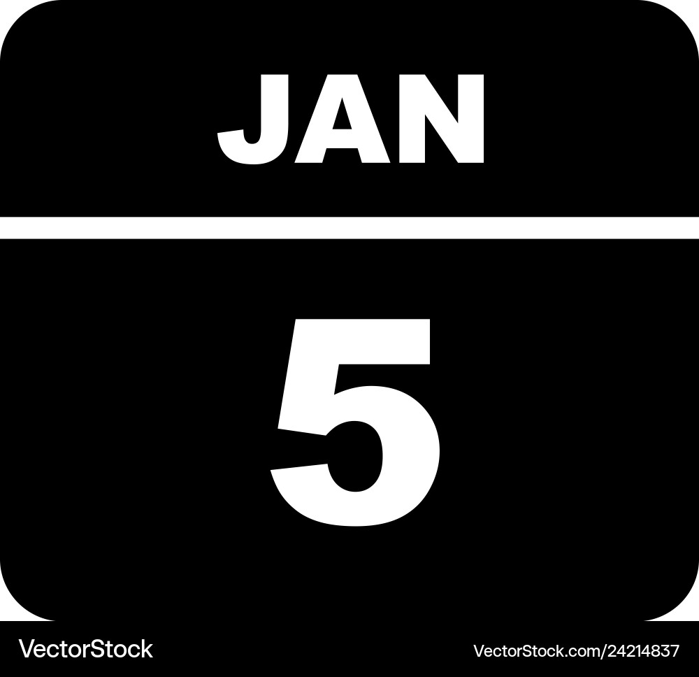 January 5th date on a single day calendar Vector Image