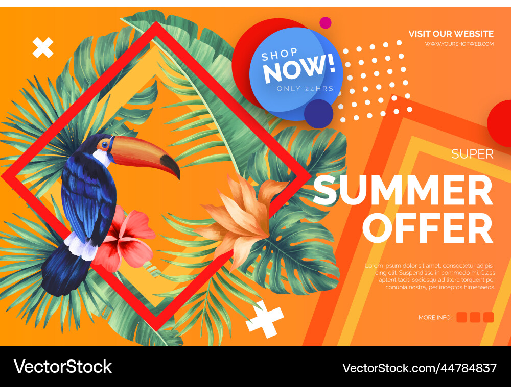 Modern sale offer banner with tropical elements Vector Image