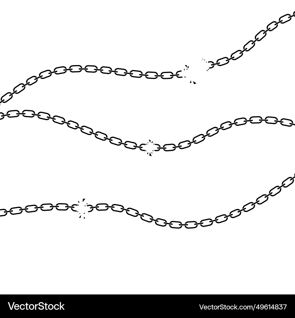 Set of chains broken chain graphic silhouette Vector Image