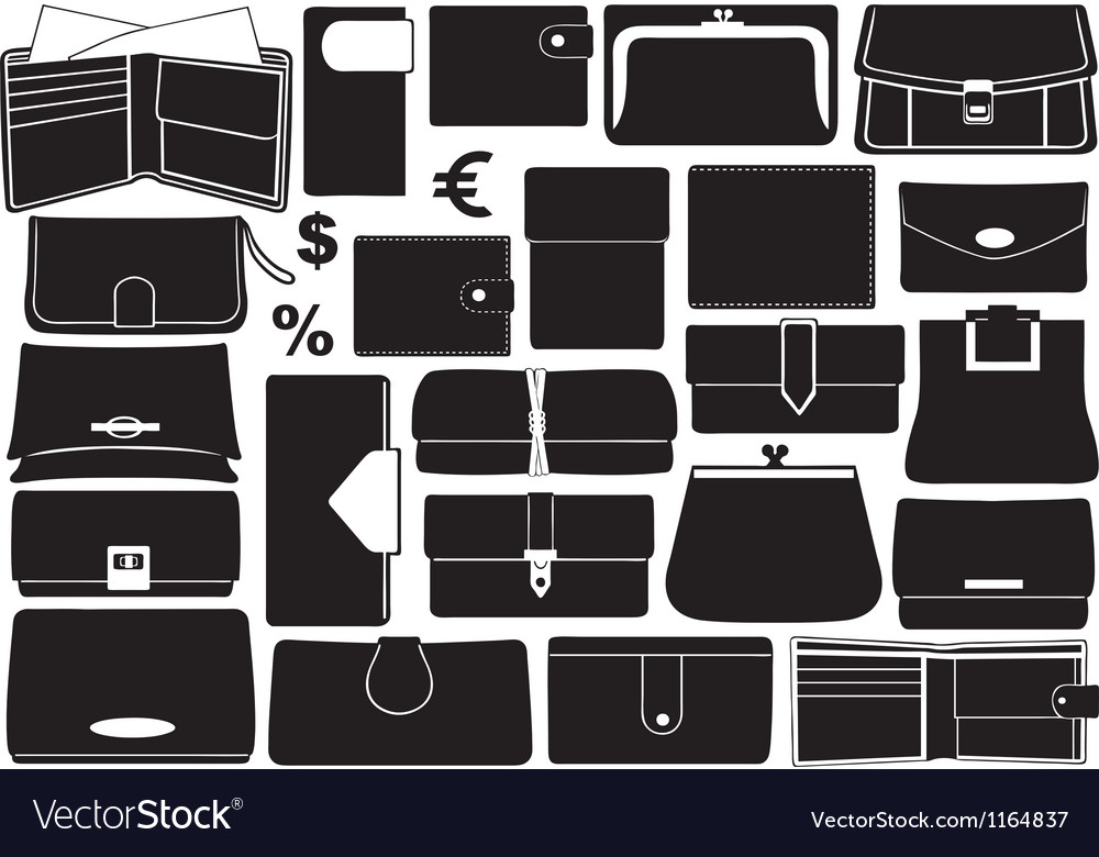 Set of different wallets Royalty Free Vector Image