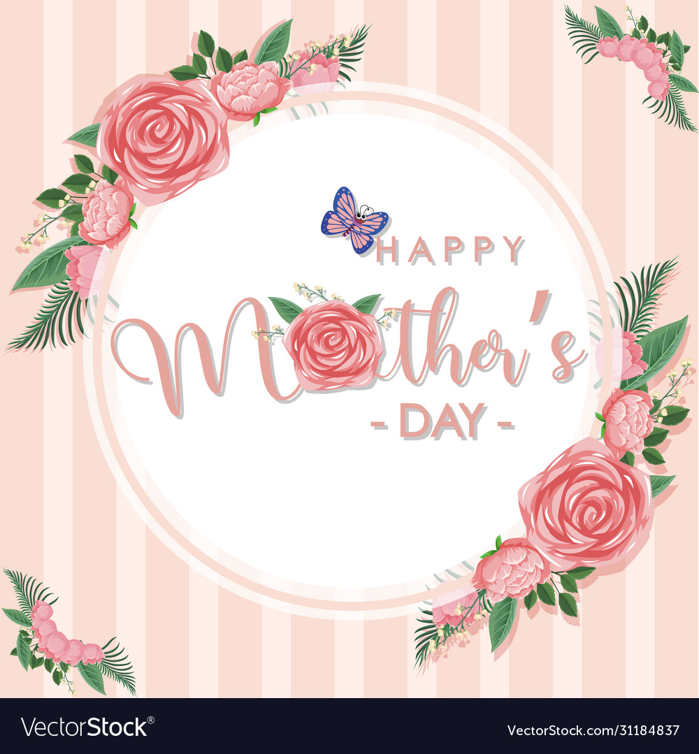 Template design for happy mothers day with pink Vector Image