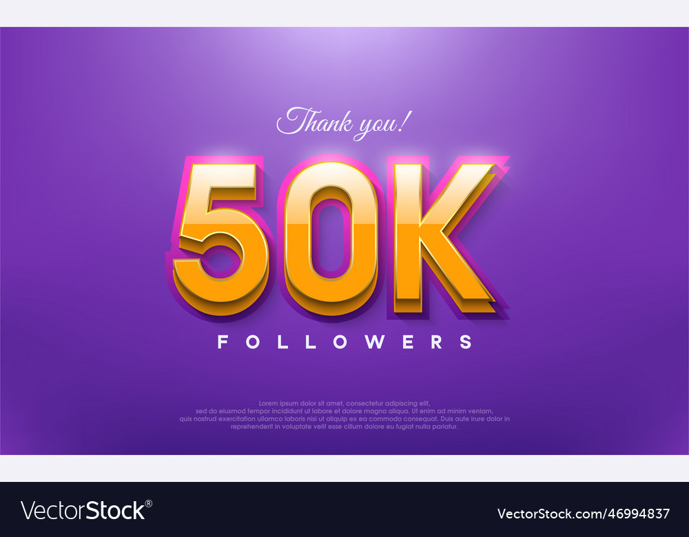 Thank you 50k followers 3d design with orange Vector Image