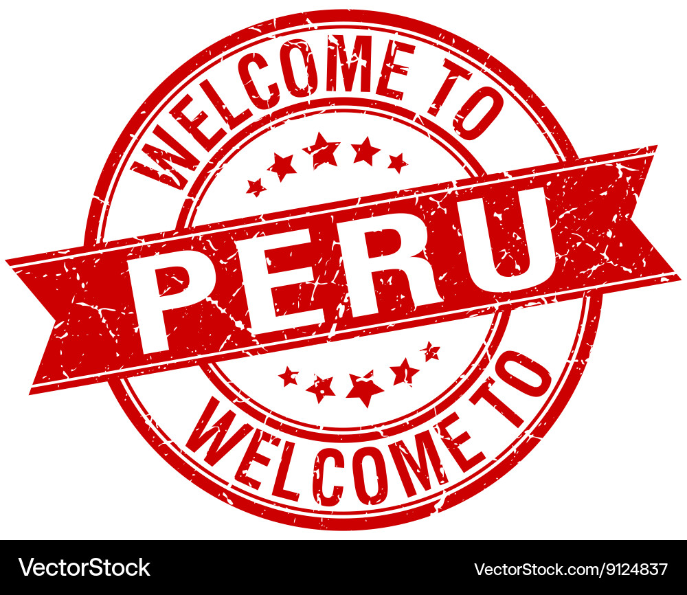 Welcome to peru red round ribbon stamp Royalty Free Vector