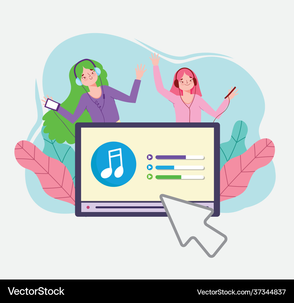 Women listen music Royalty Free Vector Image - VectorStock
