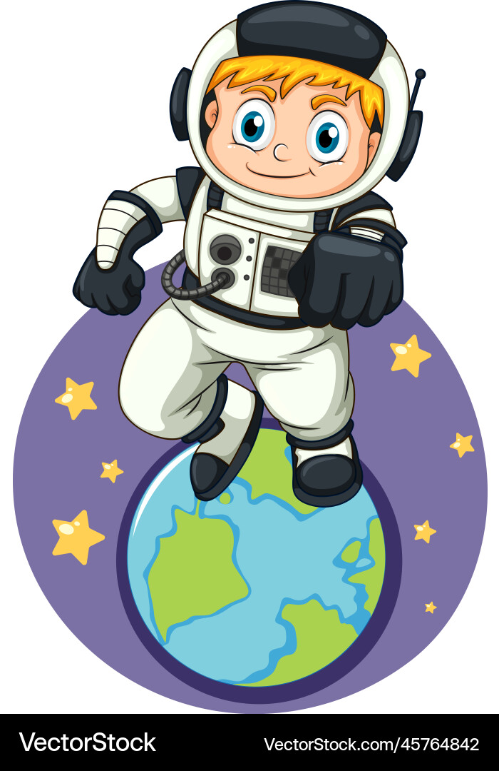 Astronaut in the space cartoon style Royalty Free Vector