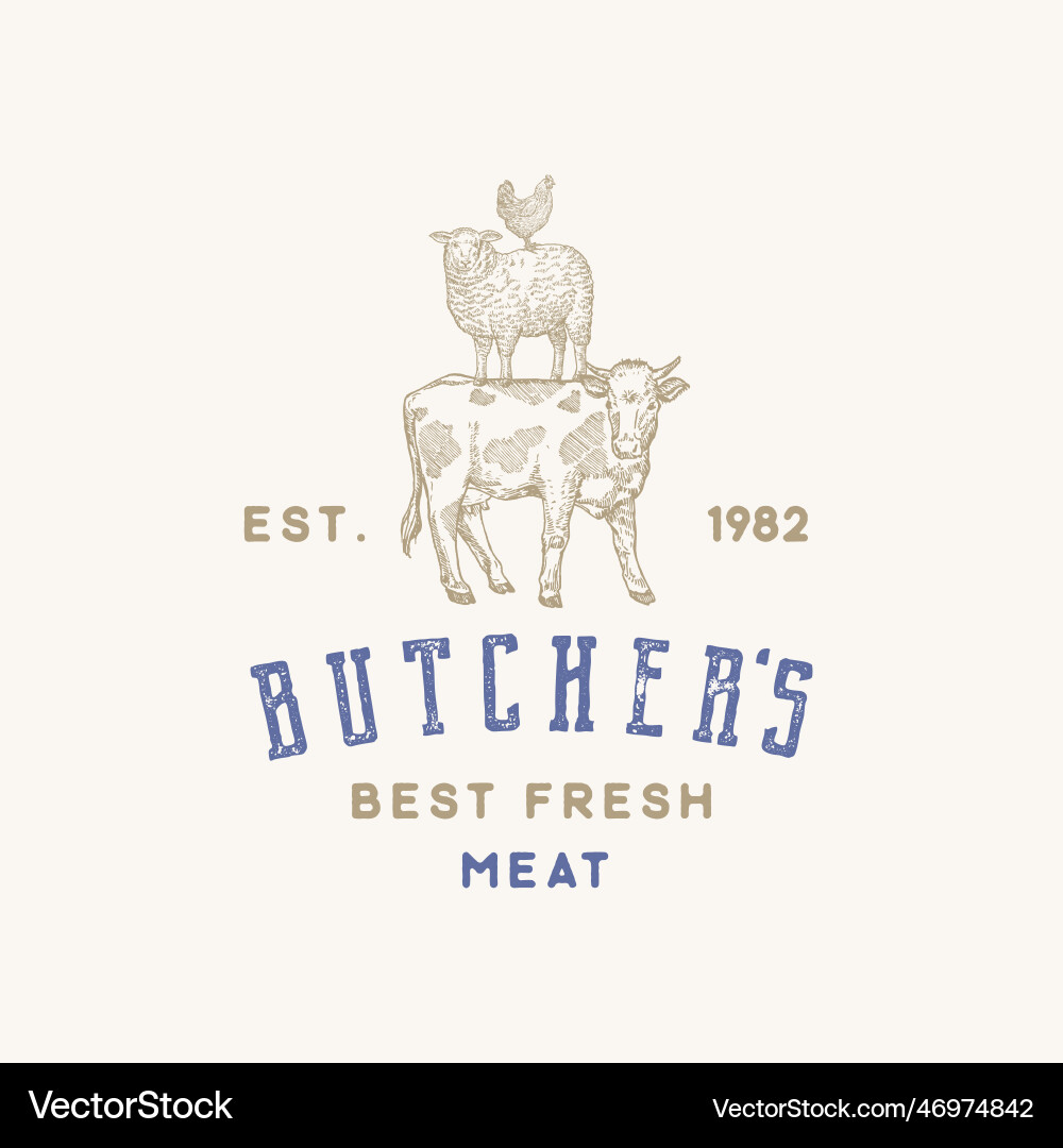 Butcher shop abstract sign template hand Vector Image
