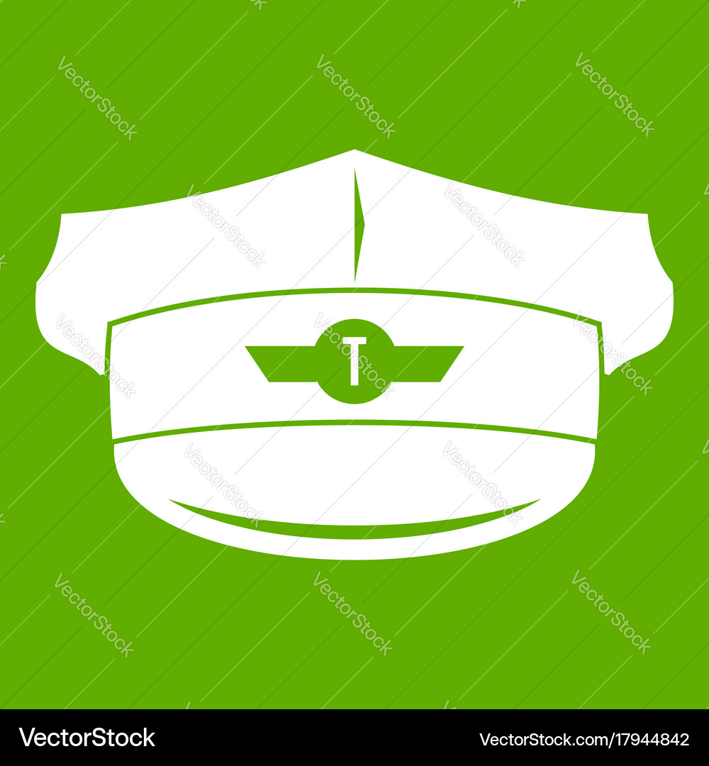 Cap taxi driver icon green Royalty Free Vector Image