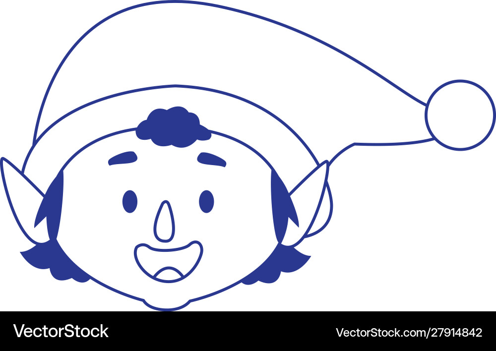 Christmas elf face icon colorful design Royalty Free Vector