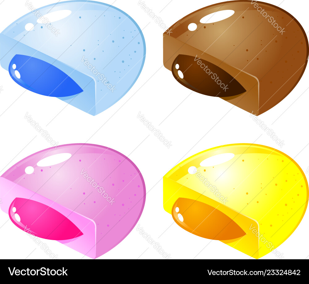 Colorful candy with fruit juice filling inside Vector Image