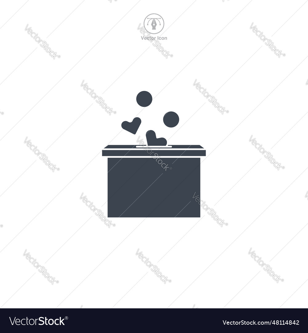 Donation box icon symbol isolated on white Vector Image Donation box icon symbol isolated on white Vector Image