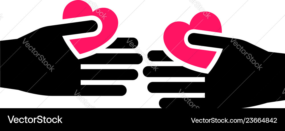 Hands with hearts icon two-tone silhouette Vector Image
