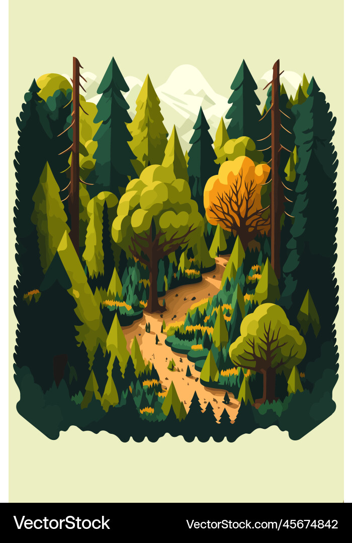Landscape green forest pine trees in wilderness Vector Image