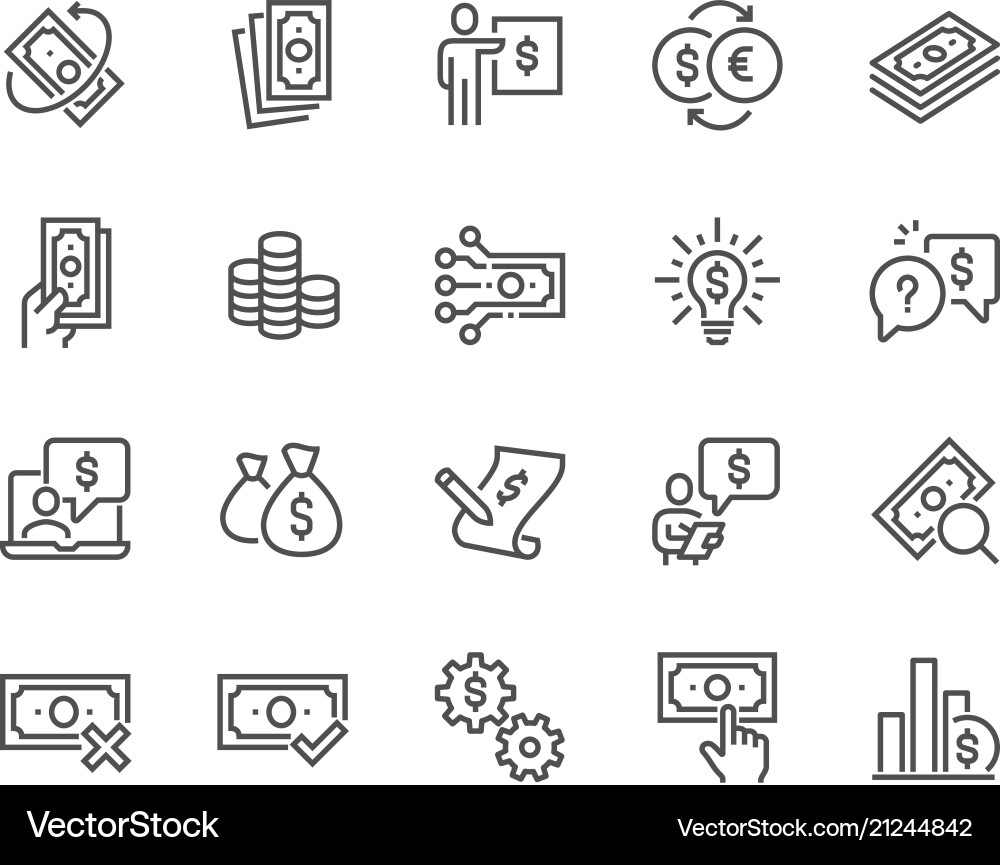 Line money icons Royalty Free Vector Image - VectorStock