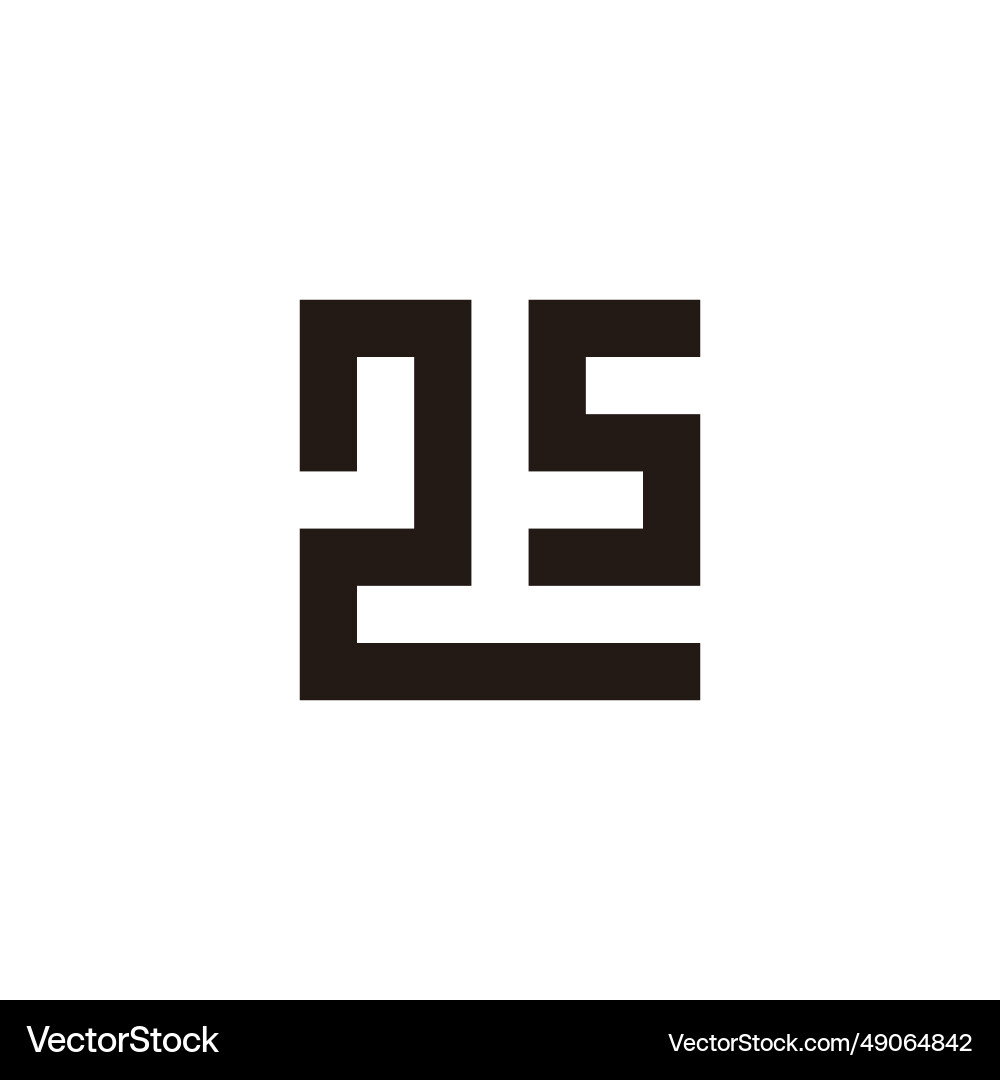 Number 25 square geometric symbol simple logo Vector Image