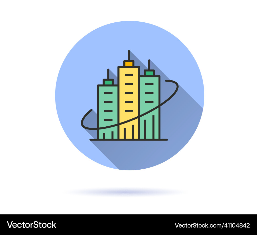 Smart city icon with long shadow for graphic Vector Image