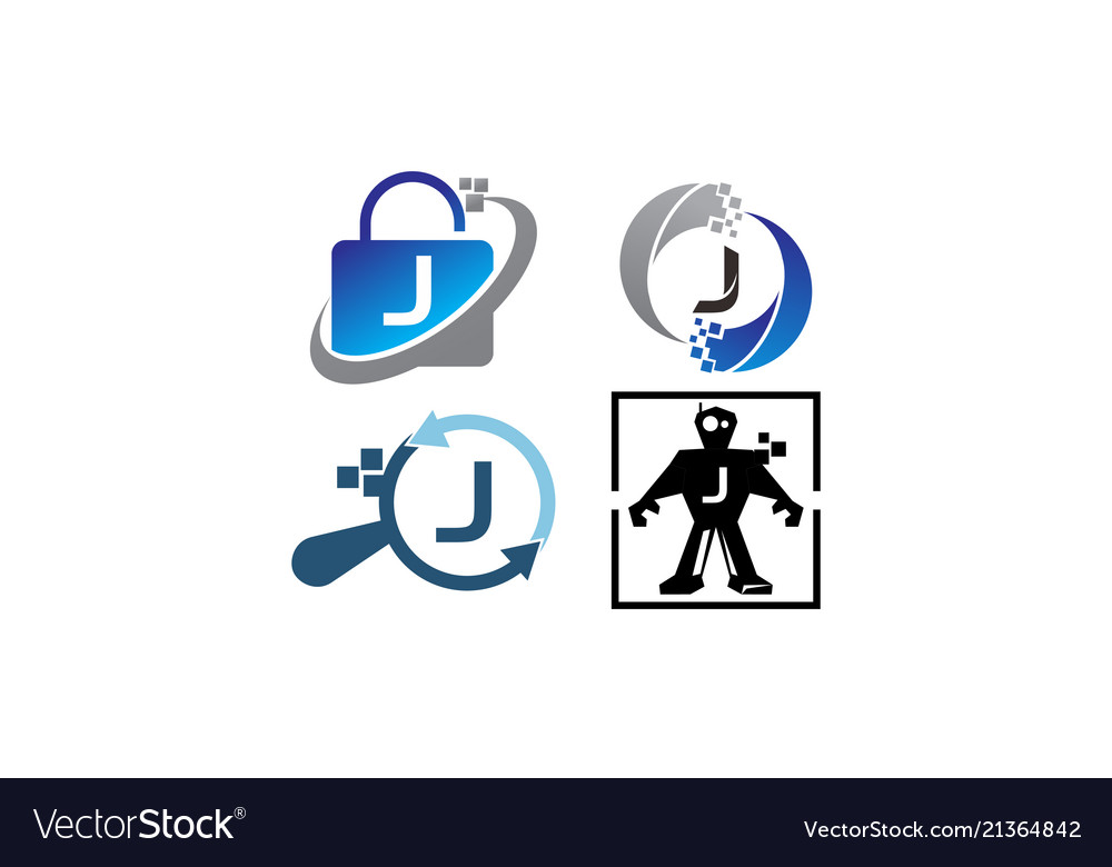 Technology application j template set Royalty Free Vector