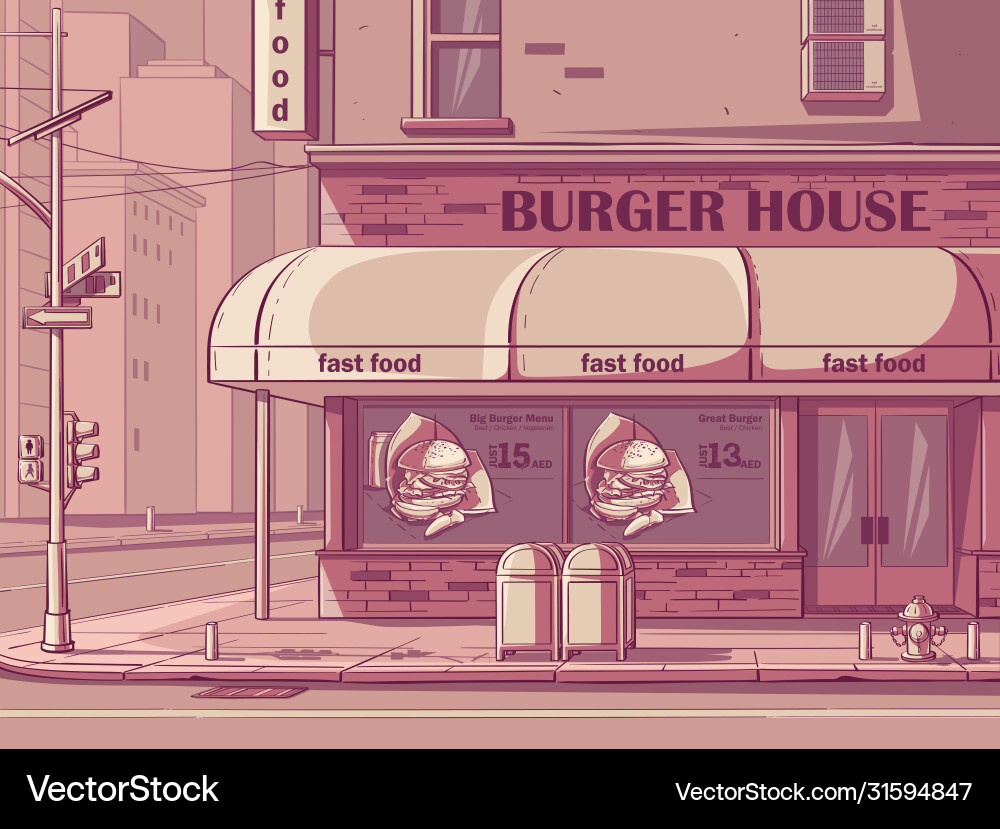 Background burger house in new york Royalty Free Vector