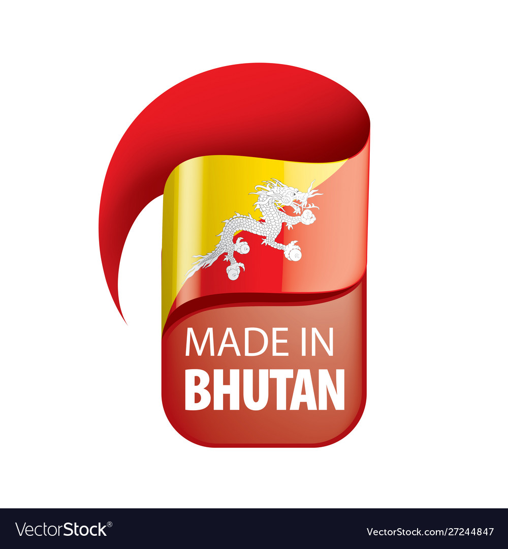 Bhutan flag on a white Royalty Free Vector Image