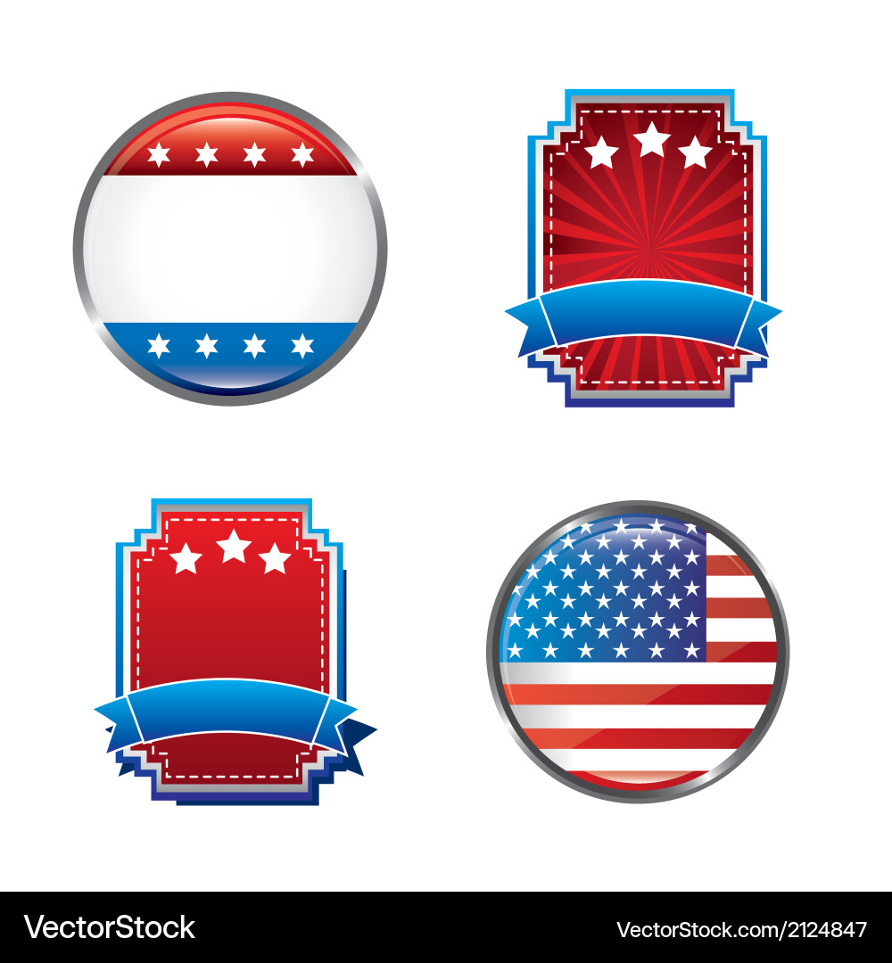 Blank united states tags isolated over white Vector Image