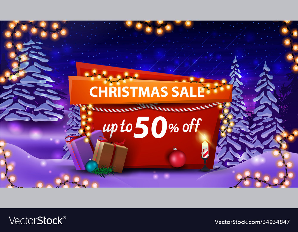 Christmas sale up to 50 off discount banner Vector Image