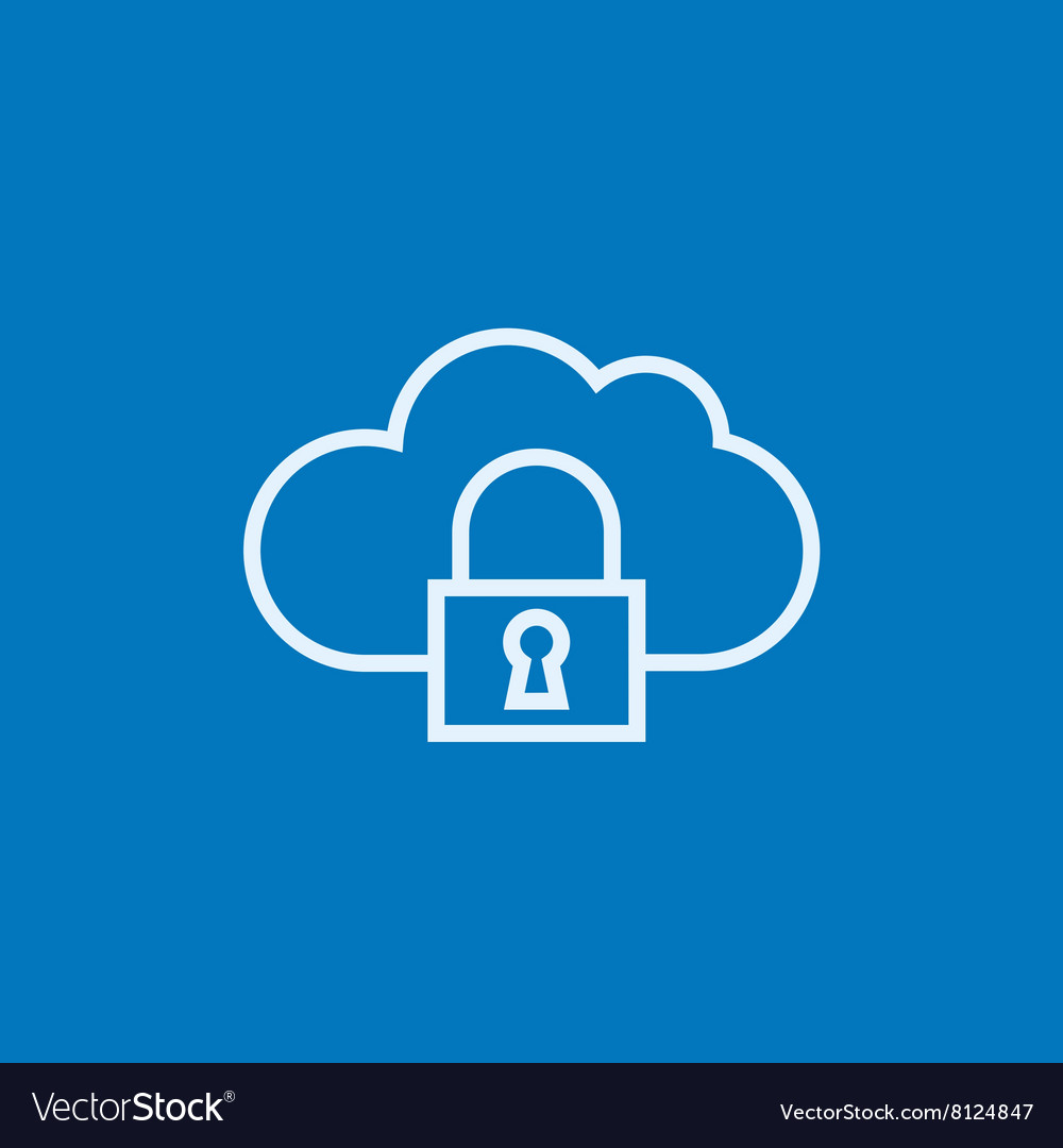 Cloud computing security line icon Royalty Free Vector Image