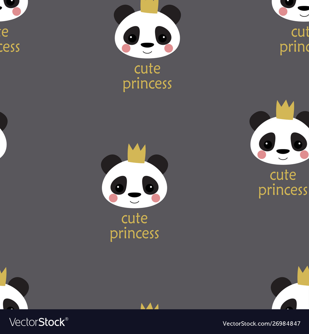 Cute panda princess pattern Royalty Free Vector Image