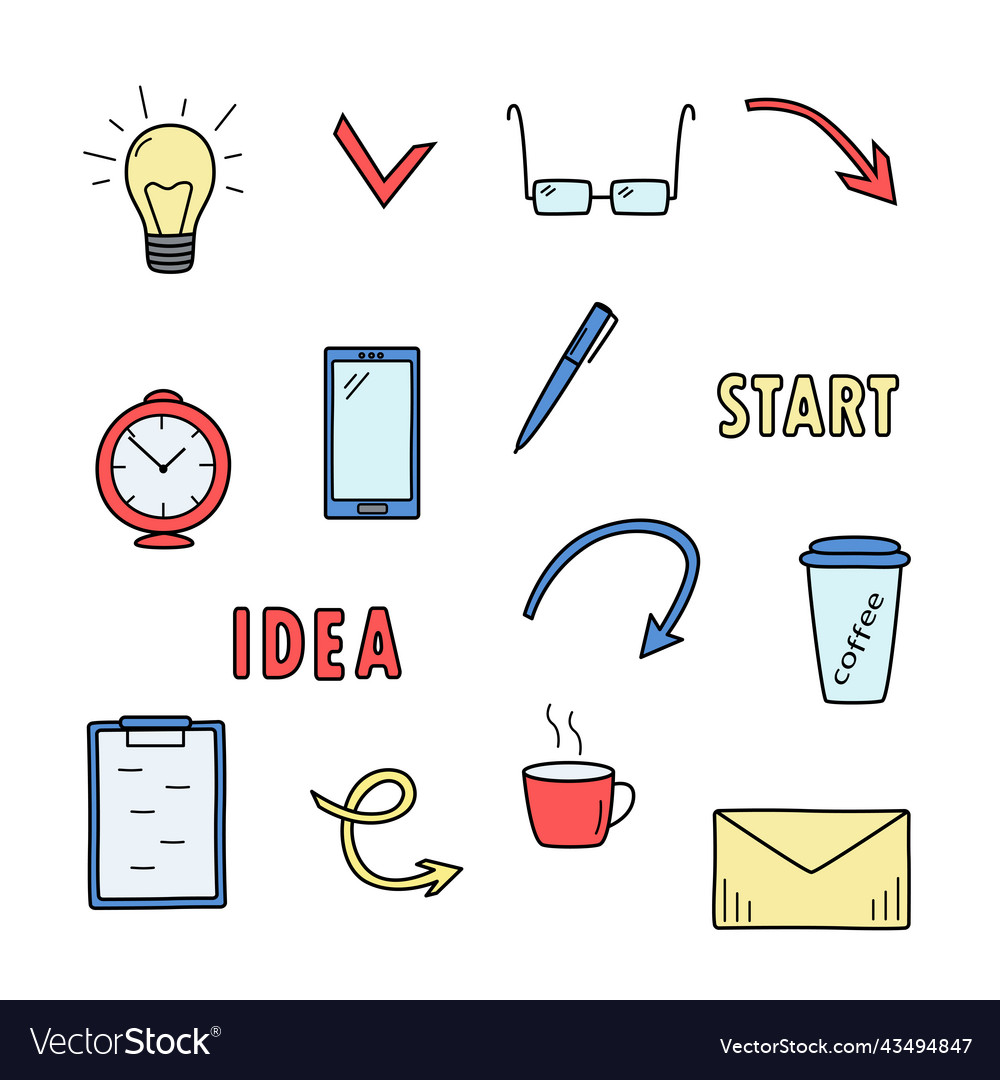 Doodle set business concept Royalty Free Vector Image