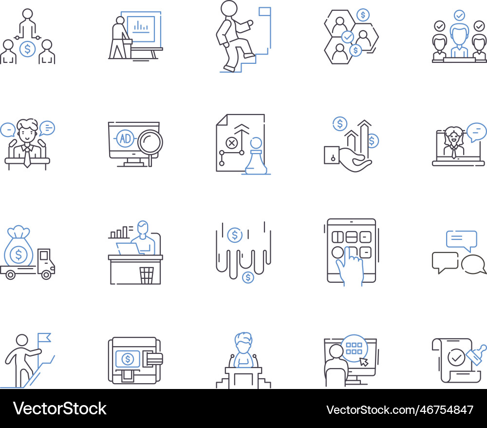 Employee advance outline icons collection Vector Image
