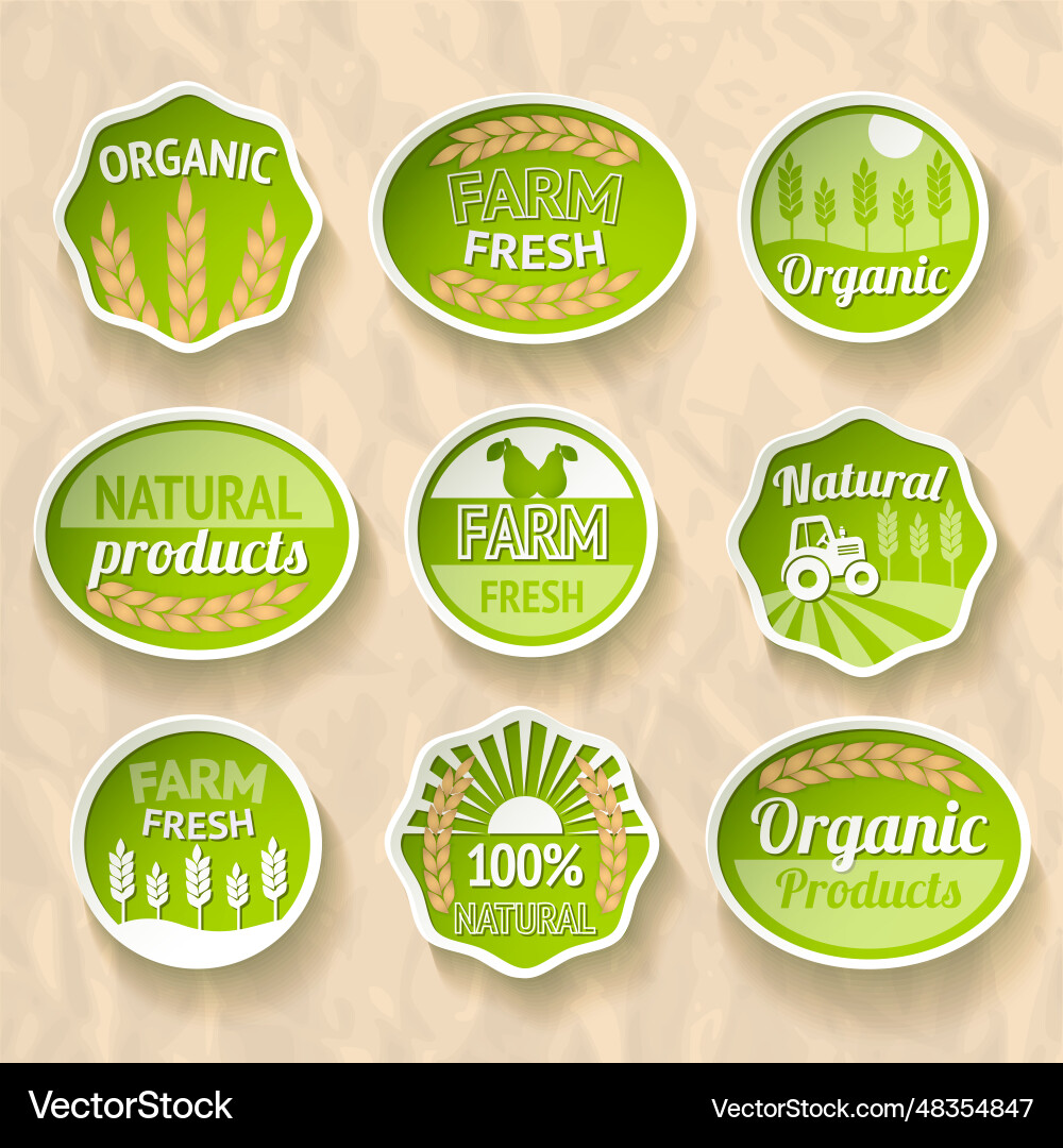 Farming harvesting and agriculture stickers Vector Image