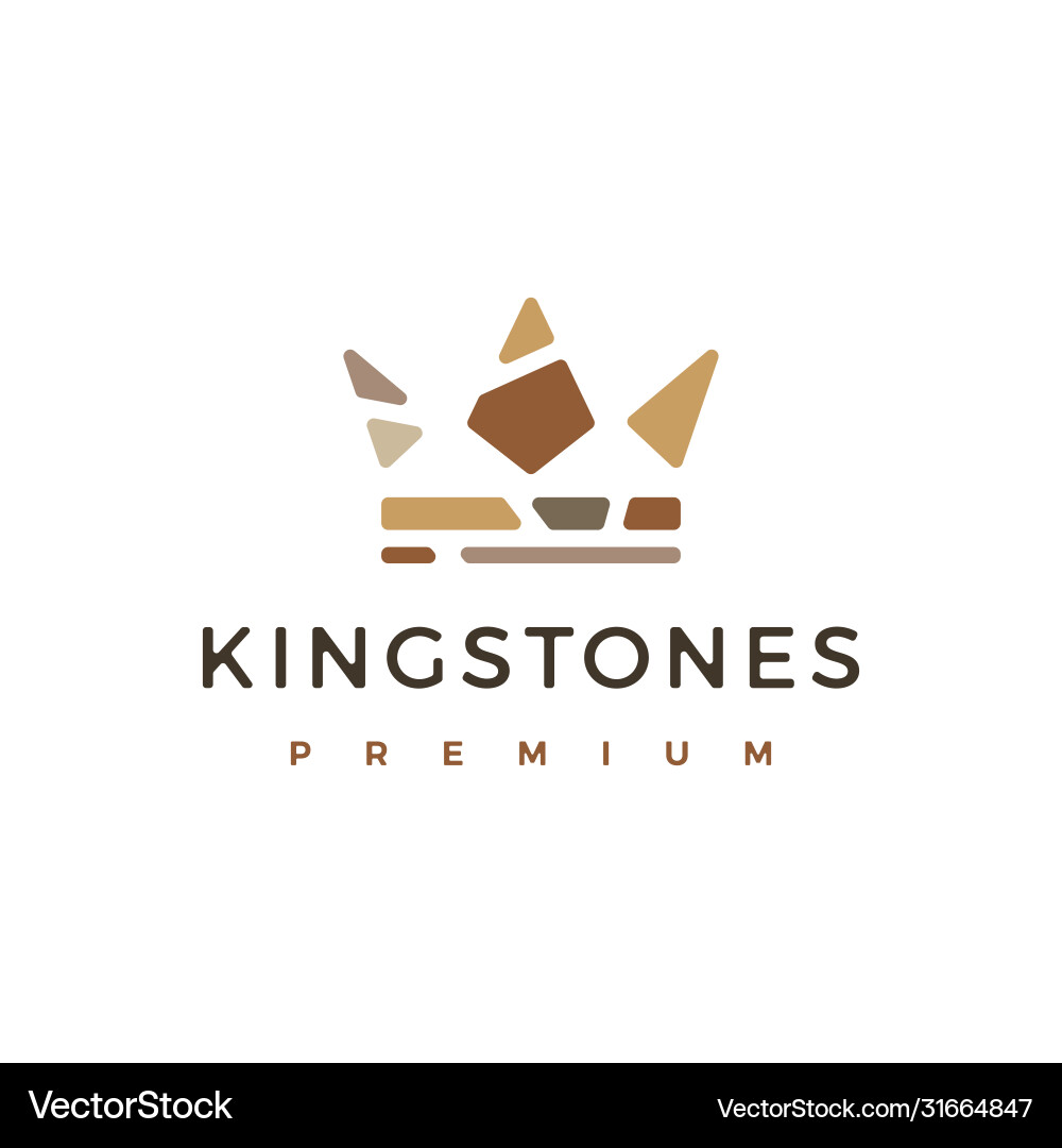 King crown stone stones logo icon Royalty Free Vector Image