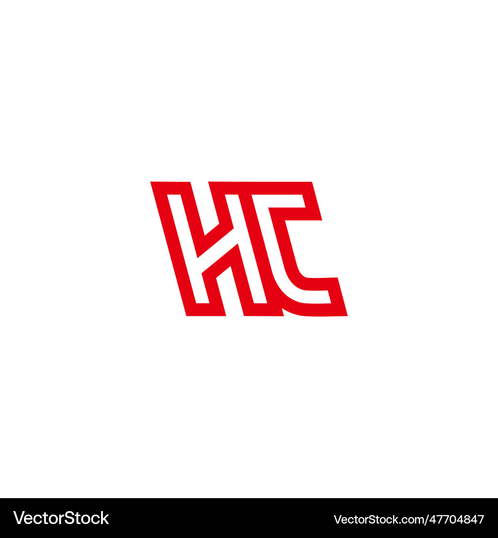 Letter hc outline simple line red logo Royalty Free Vector
