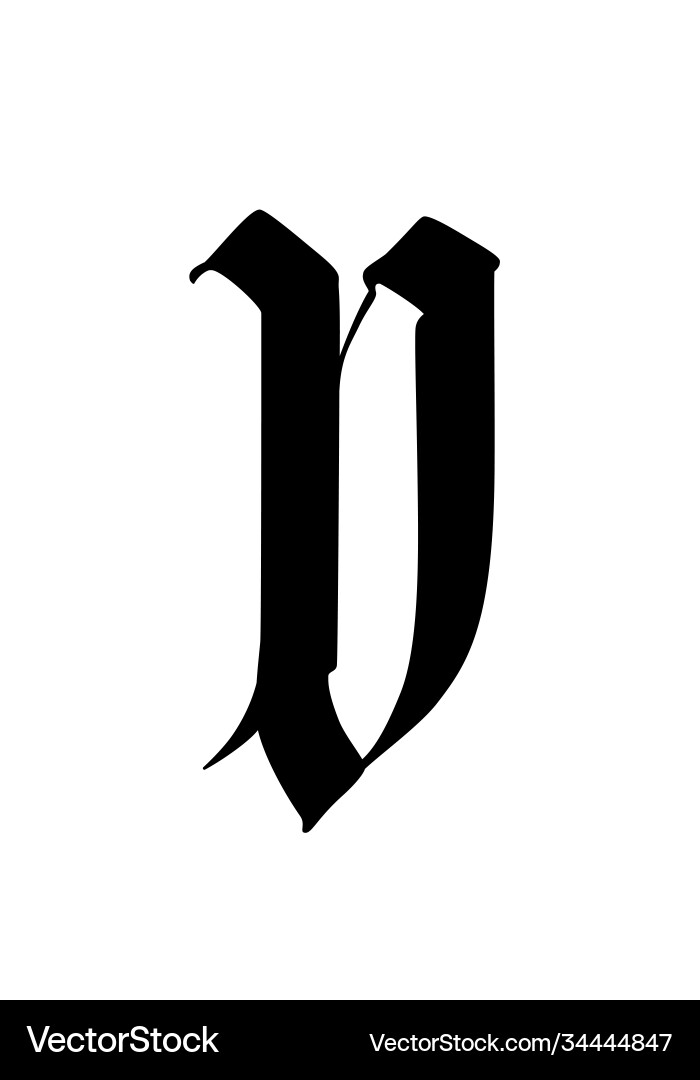 Letter v in gothic style alphabet symbol Vector Image