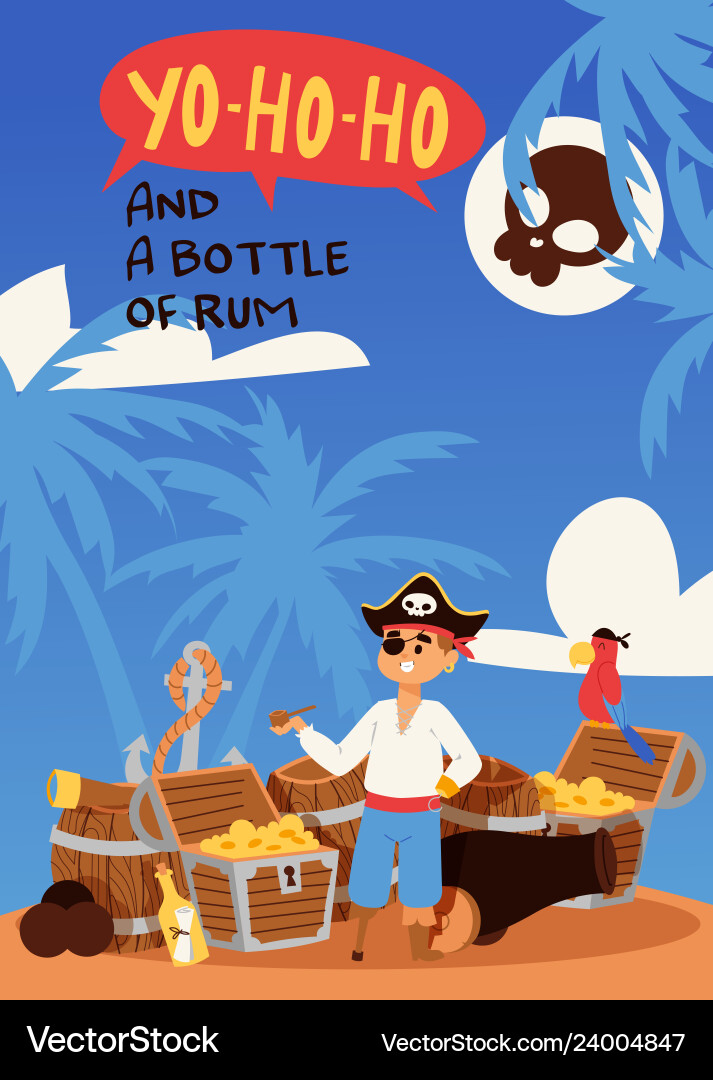 Piratic pirating chest and flag skull Royalty Free Vector